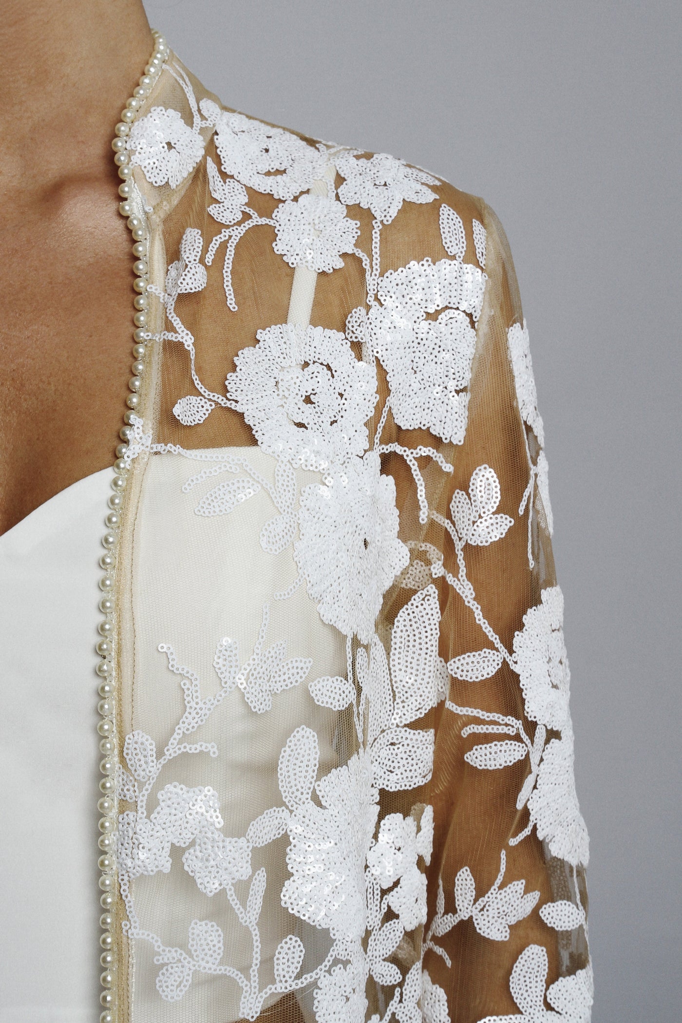 White Sequin Jacket, Crop Top & Tailored Trouser – UME London