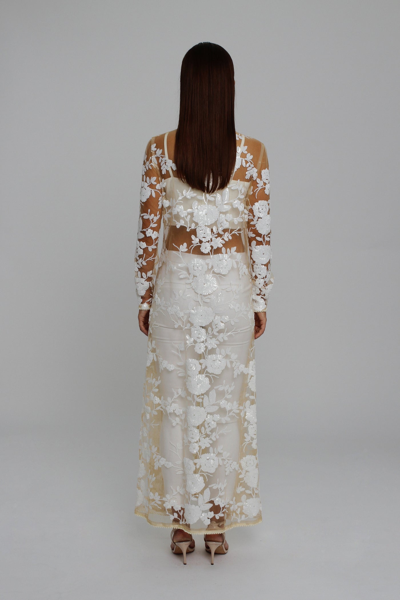 White Sequin Jacket, Crop Top & Tailored Trouser – UME London